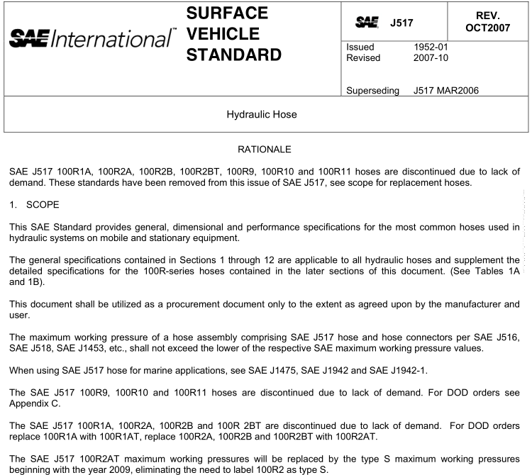 مشخصات استاندارد SAE J517 hdf pdf - دانش - Yuyao Jiayuan کارخانه نصب و ...